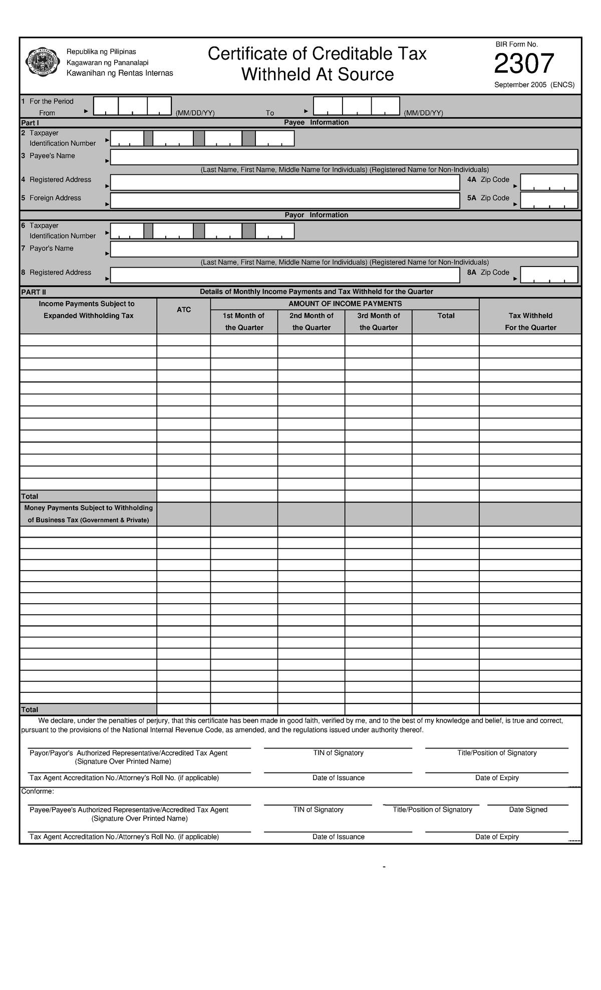 16832307 Final - BIR form - 1 For the Period From (MM/DD/YY) To (MM/DD ...