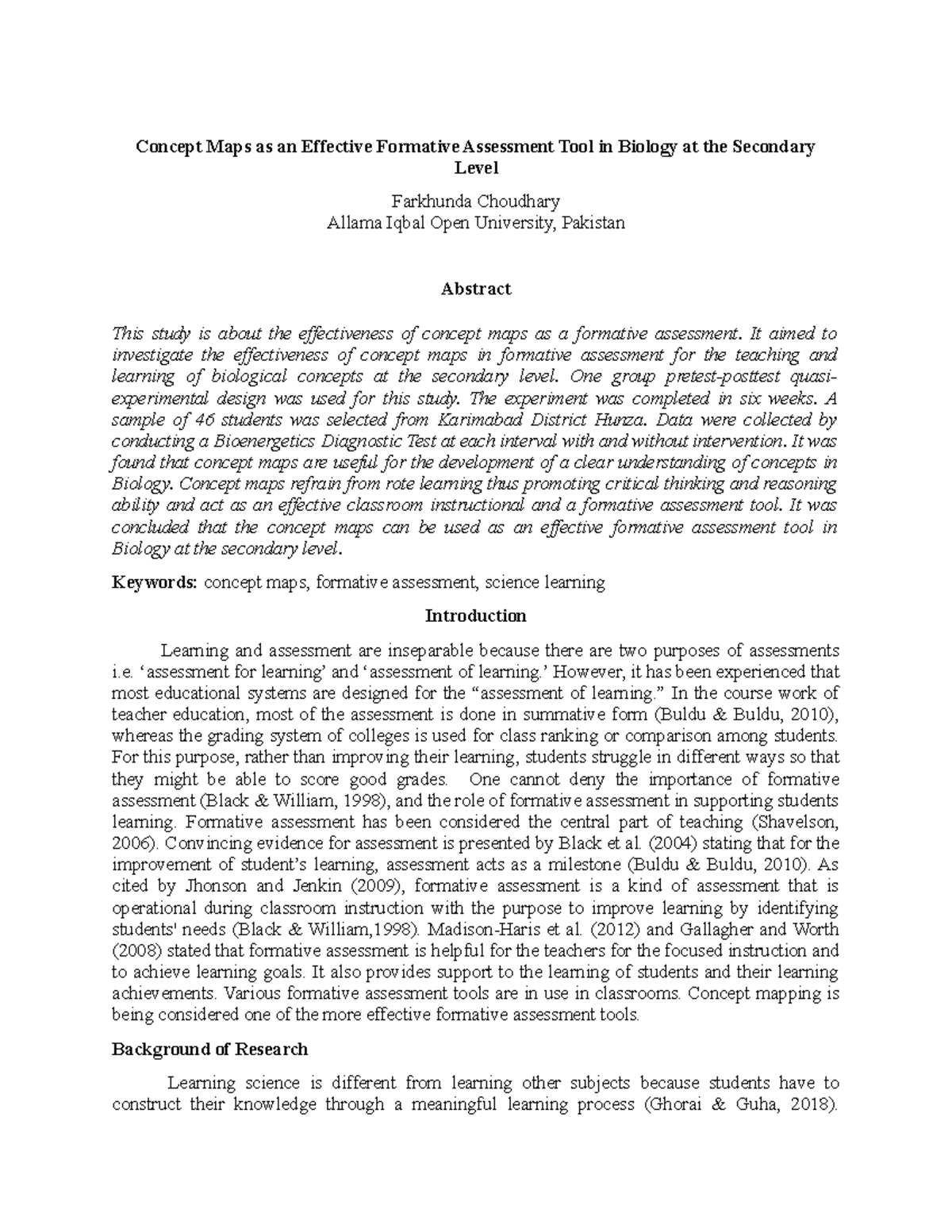 Concept Maps as an Effective Formative Assessment Tool in Biology at ...
