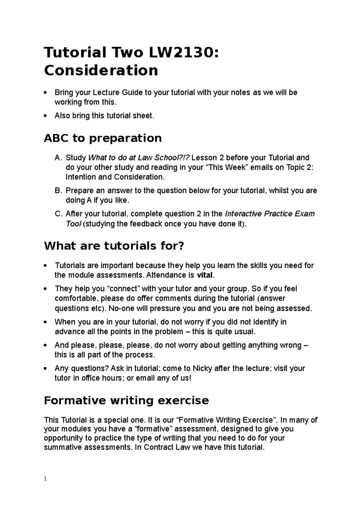 000000 Contract T2 Tutorial LW2130 Formative Exercise - Tutorial Two ...