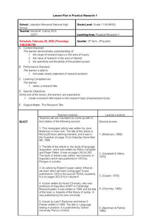 LAS Research 2 Grade 8 MELC 2 Q2 Week2 - i Research 2 Activity Sheet ...