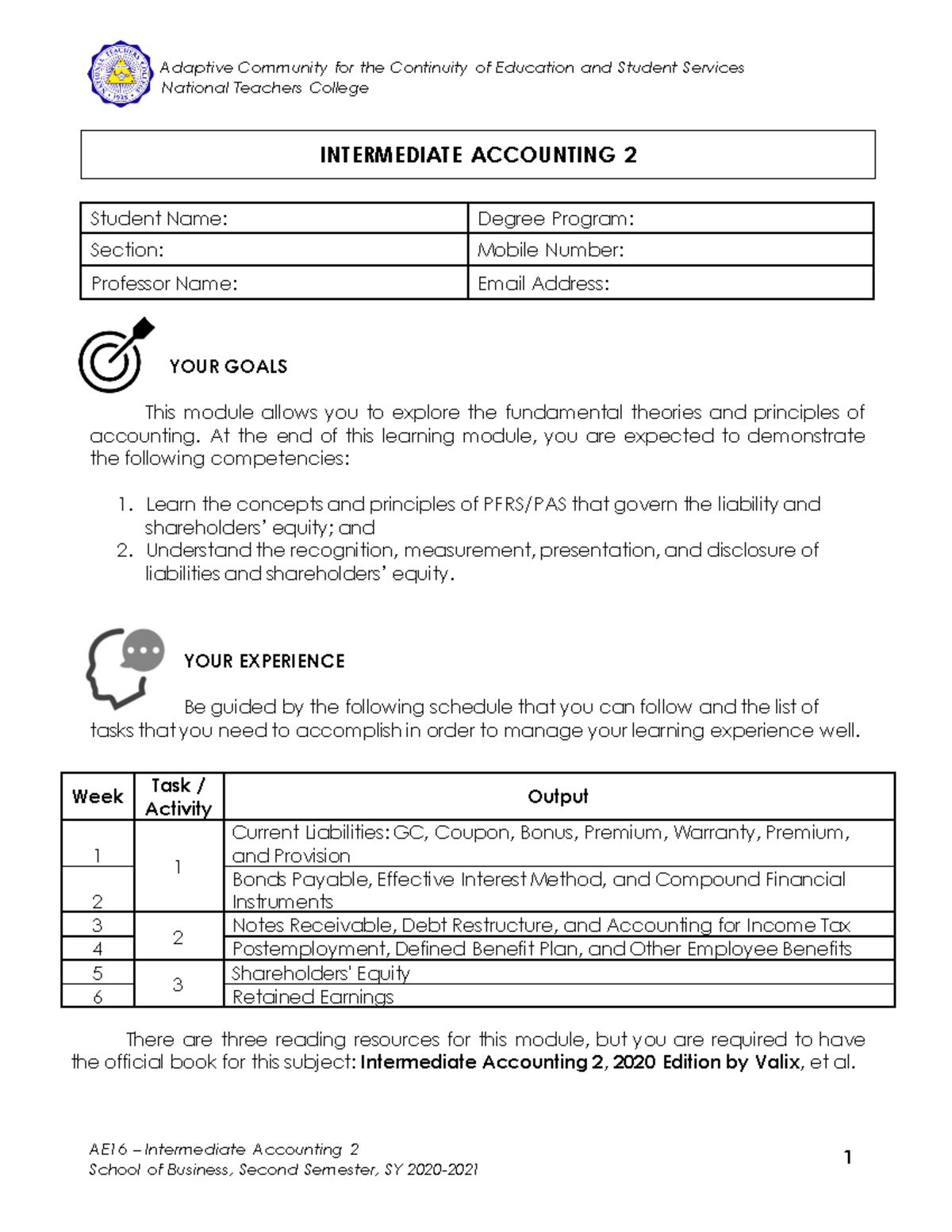 Pdfcoffee - sdfsdfsdf - National Teachers College Student Name: Degree Program: Section: Mobile ...