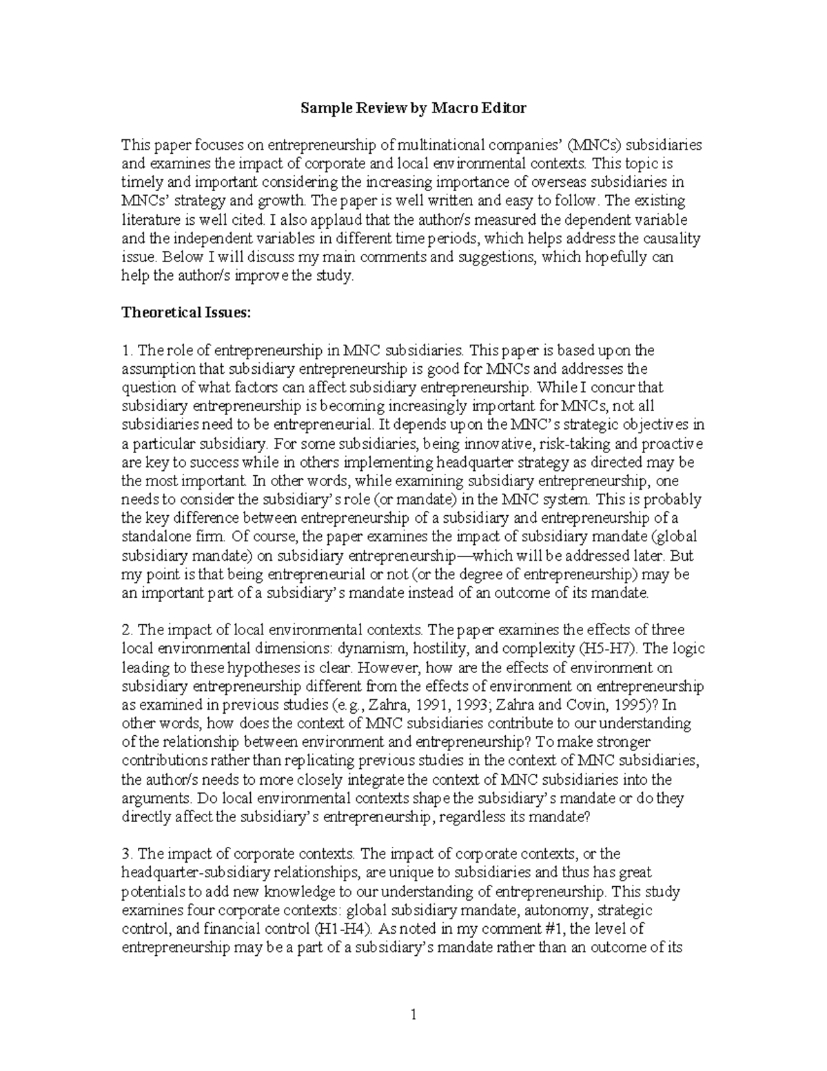 Reviewsby Macro Editors - 1 Sample Review by Macro Editor This paper ...