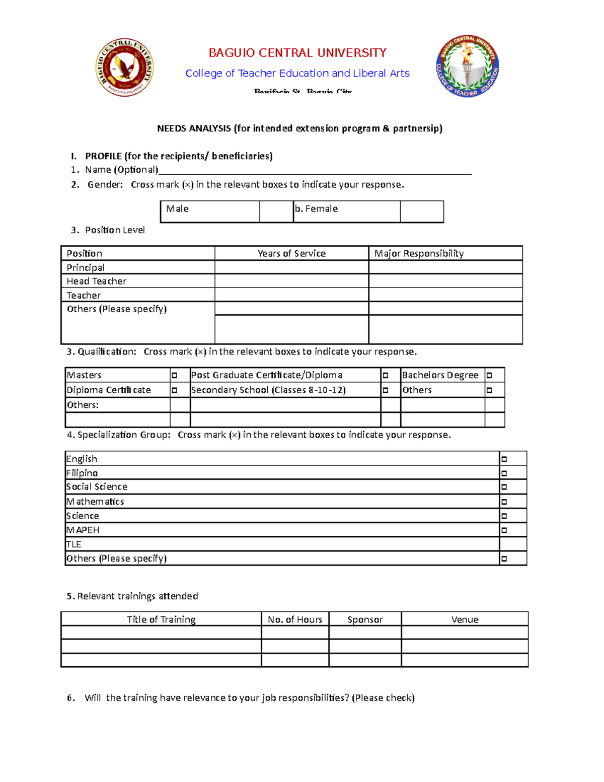 Needs Assessment FOR Extension - NEEDS ANALYSIS (for intended extension ...