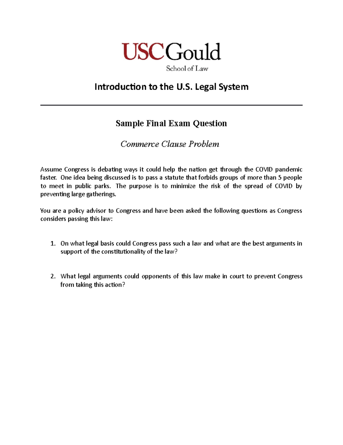 Law 520 Sample Exam Question (Prosecutorial Discretion & Immunity ...