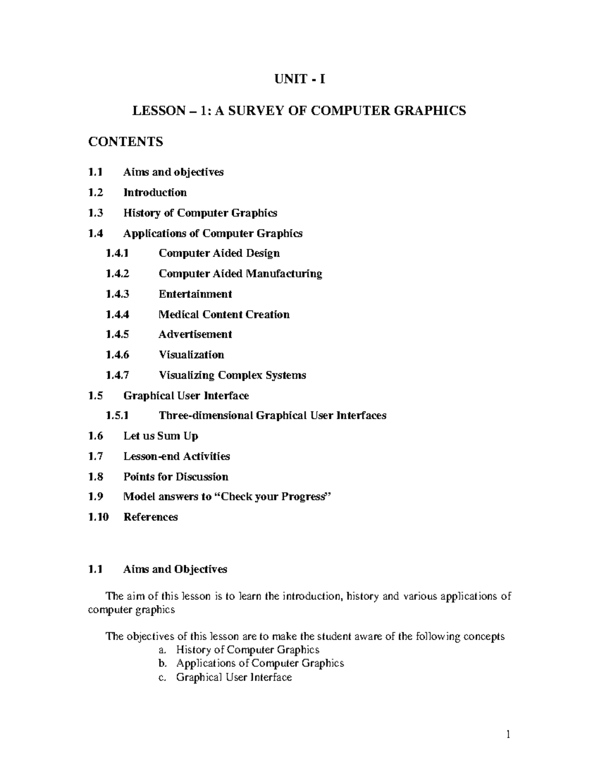 Compu graphic - UNIT - I LESSON – 1: A SURVEY OF COMPUTER GRAPHICS ...