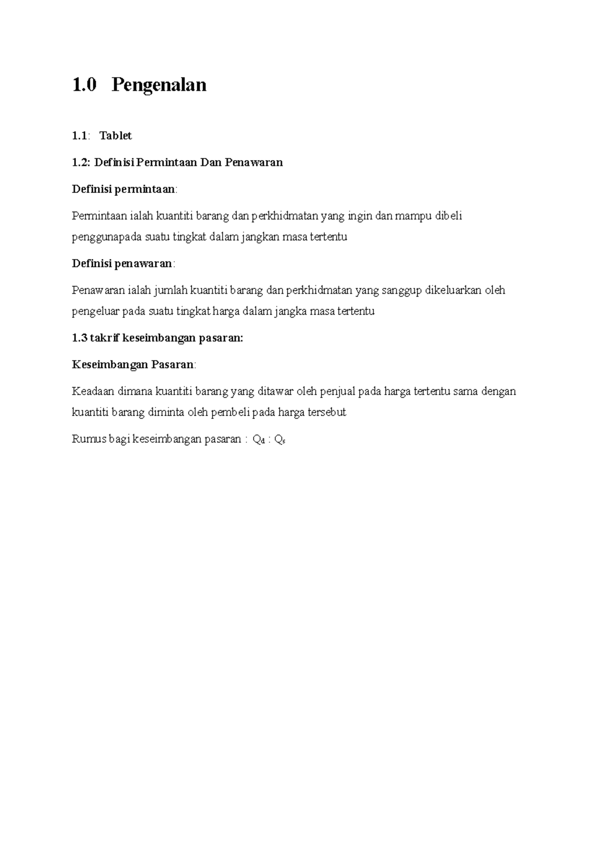 Esei eko 1 - esei project ekonomi MATRIKULASI SEM 2 - 1 Pengenalan 1 ...