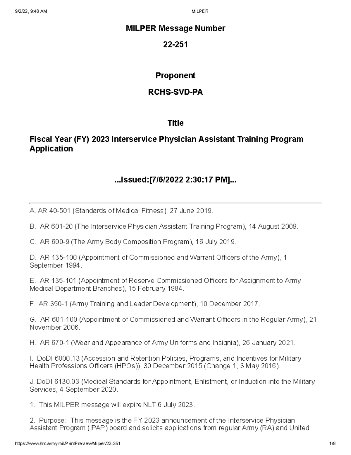 Ipapmilper - Useful material - MILPER Message Number 22- Proponent RCHS ...