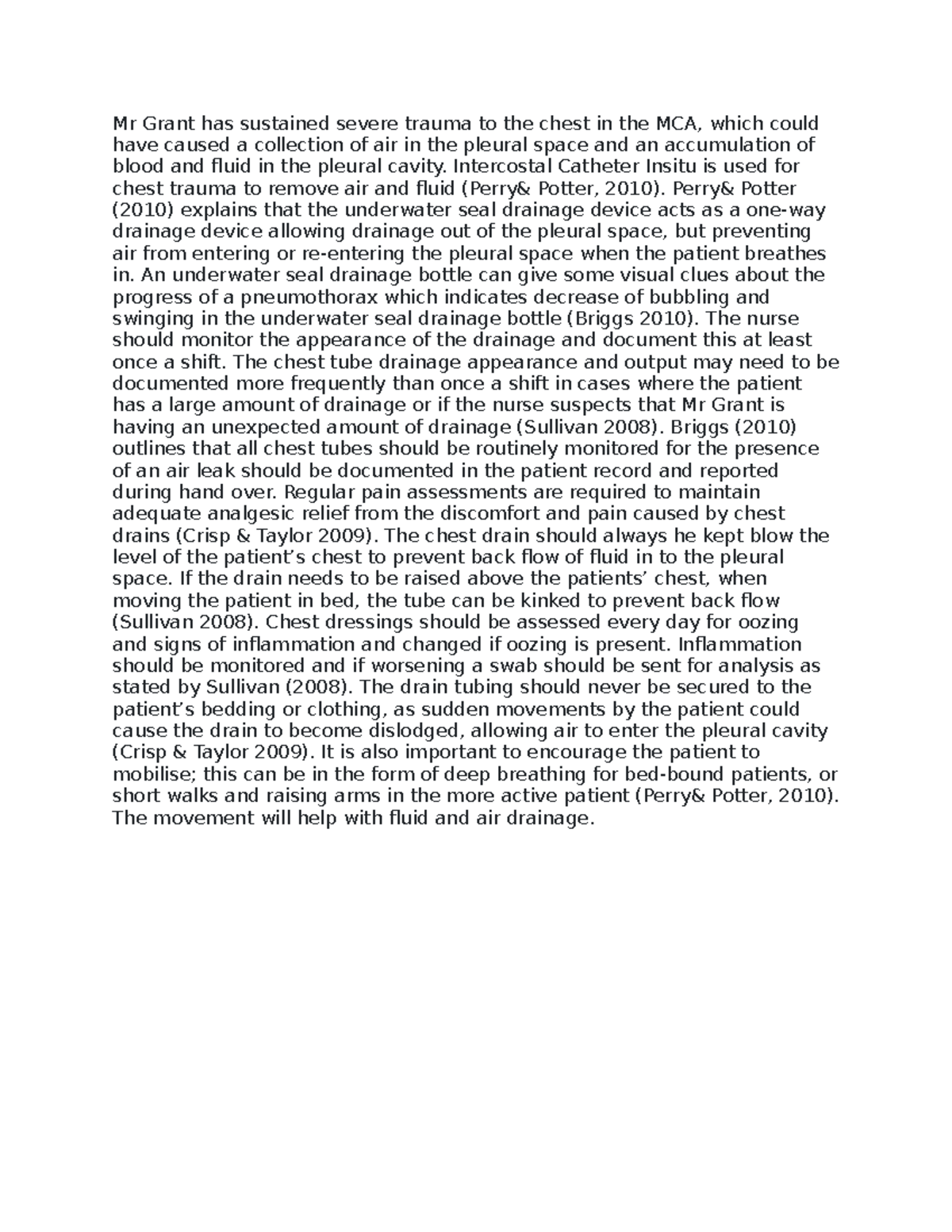 2775 - nursing essay - Mr Grant has sustained severe trauma to the ...