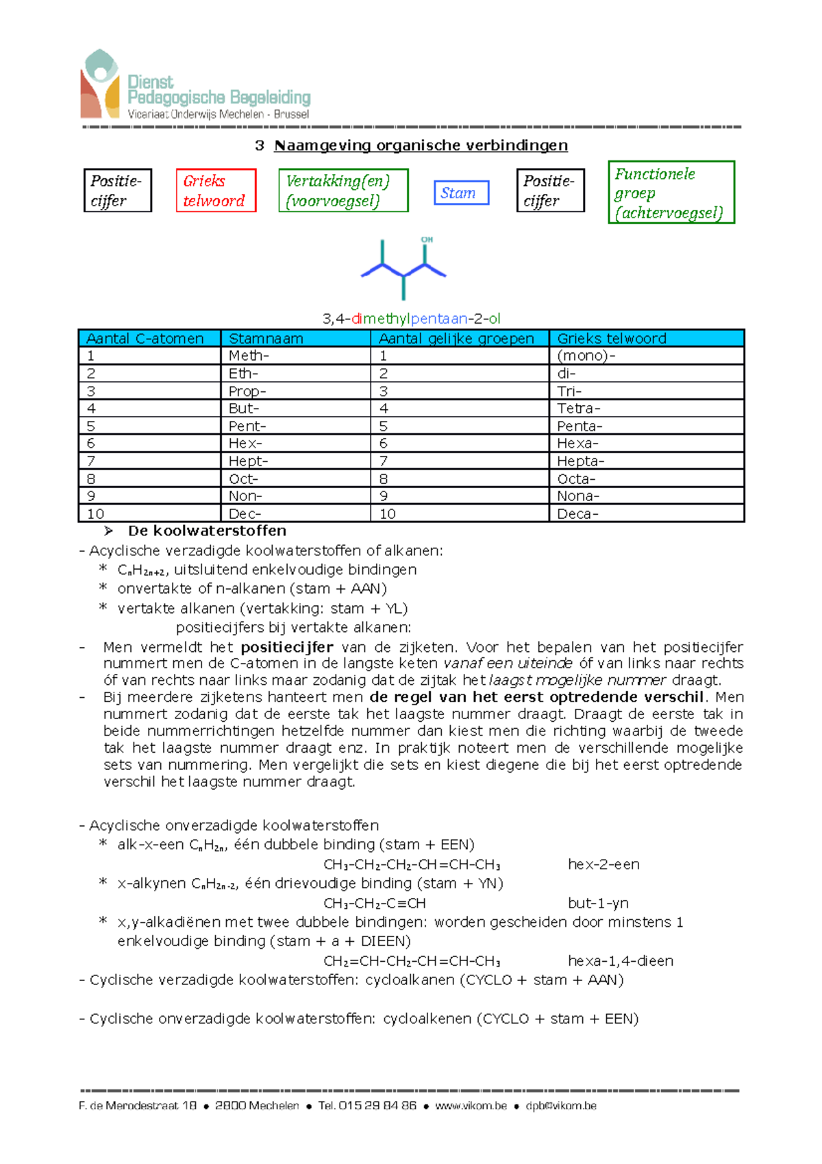 Naamgeving organische chemie laatste hoofdtukken - 3 Naamgeving ...