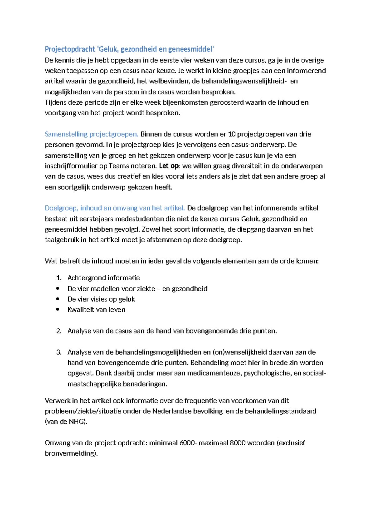 Projectopdracht febr - Projectopdracht ‘Geluk, gezondheid en ...