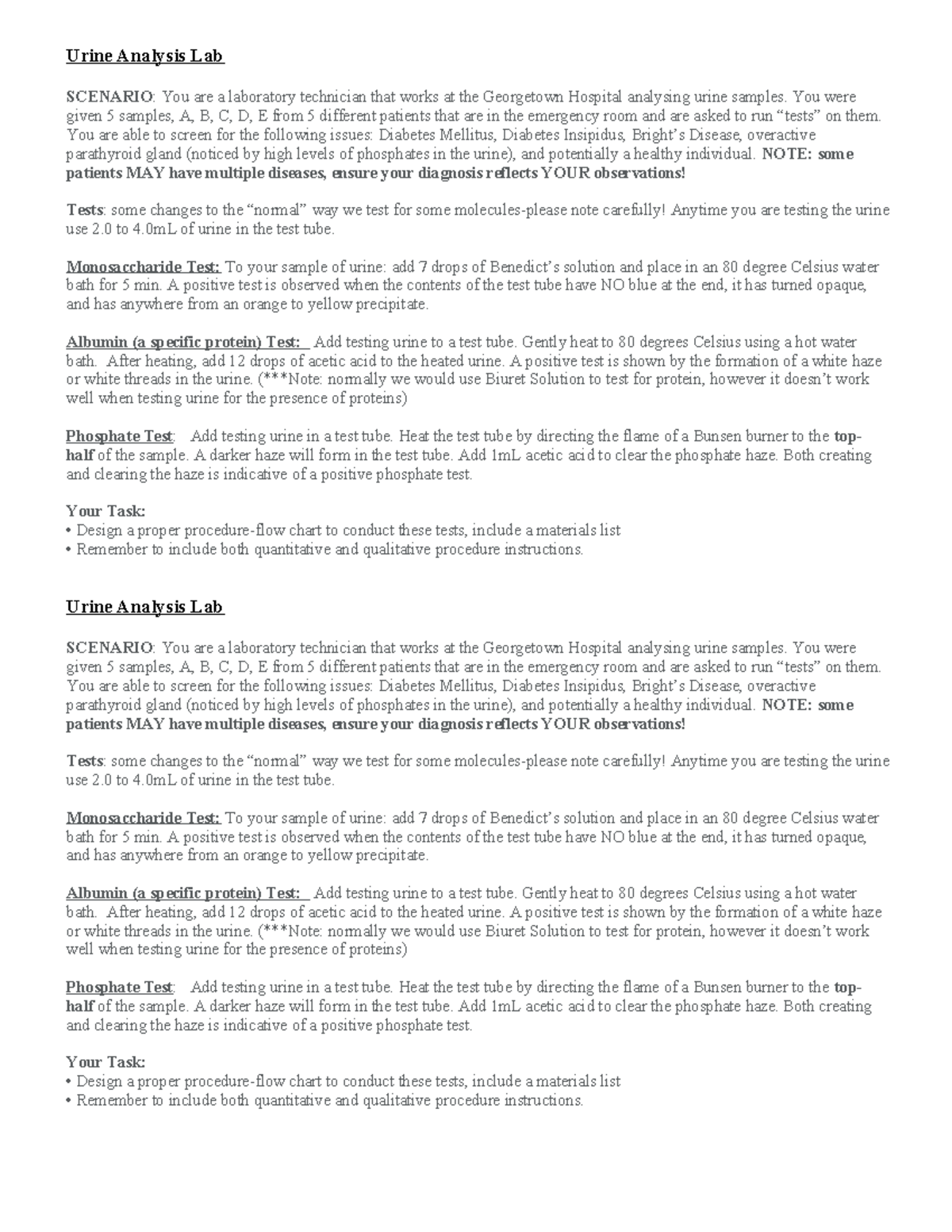 School Assignment - Urine Analysis Lab SCENARIO: You are a laboratory ...