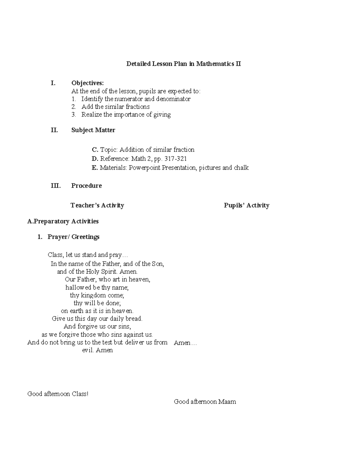 Sabelbel LP MAAM Joyce EME - Detailed Lesson Plan in Mathematics II I ...
