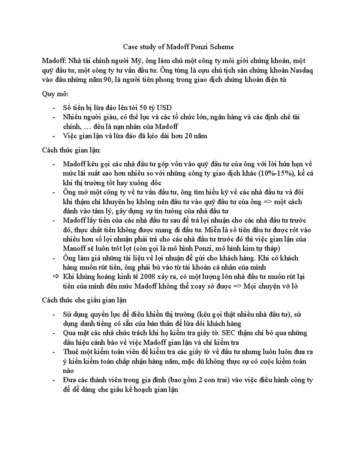 Case study of Madoff Ponzi Scheme - Case study of Madoff Ponzi Scheme ...