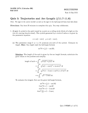 Calculus 3 Worksheet 3 - Parametric Curve, Tangent, Derivative - MATH ...