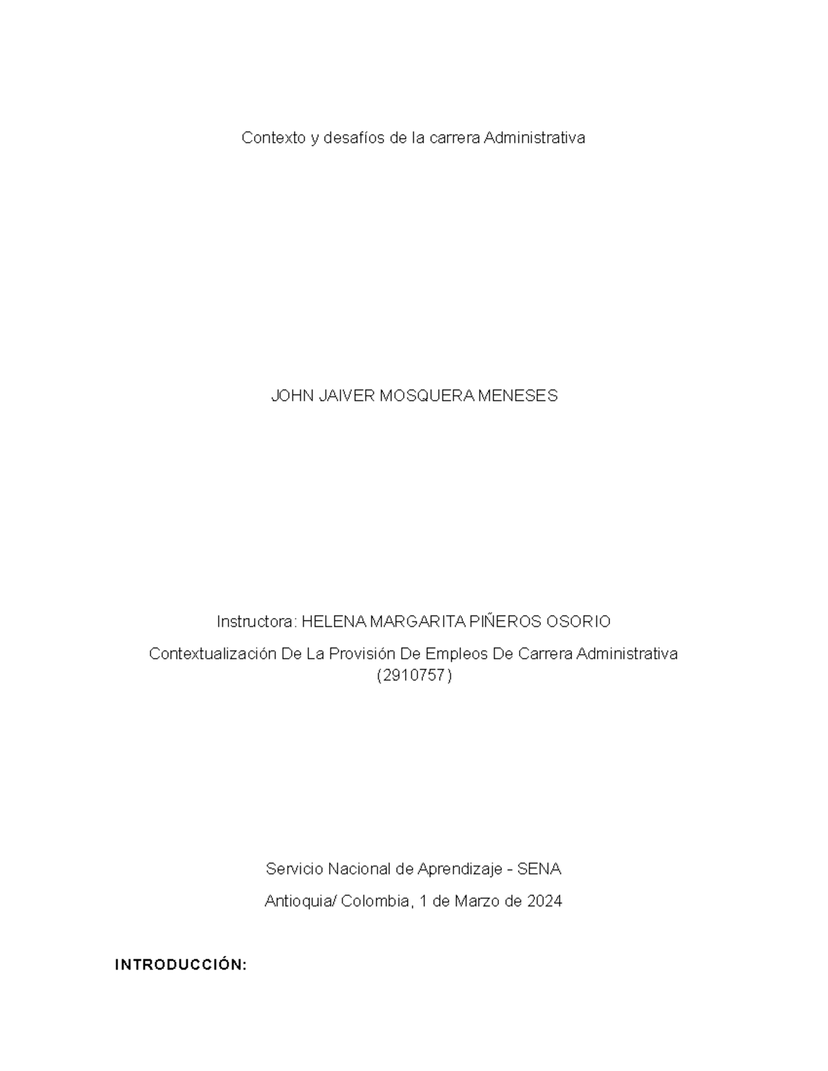 Sena - Hhgh - Contexto y desafíos de la carrera Administrativa JOHN ...