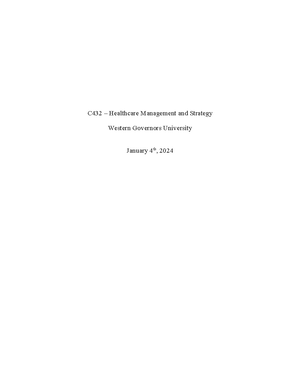 C432 - Passed first attempt - C432 – Healthcare Management and Strategy ...