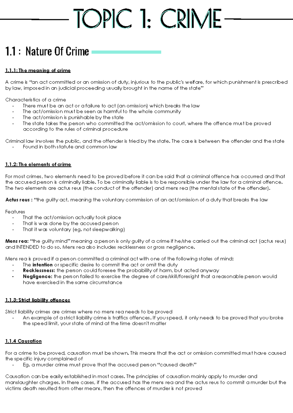 2020 LS Crime Human Resource Family World Order Notes - TOPIC 1 ...