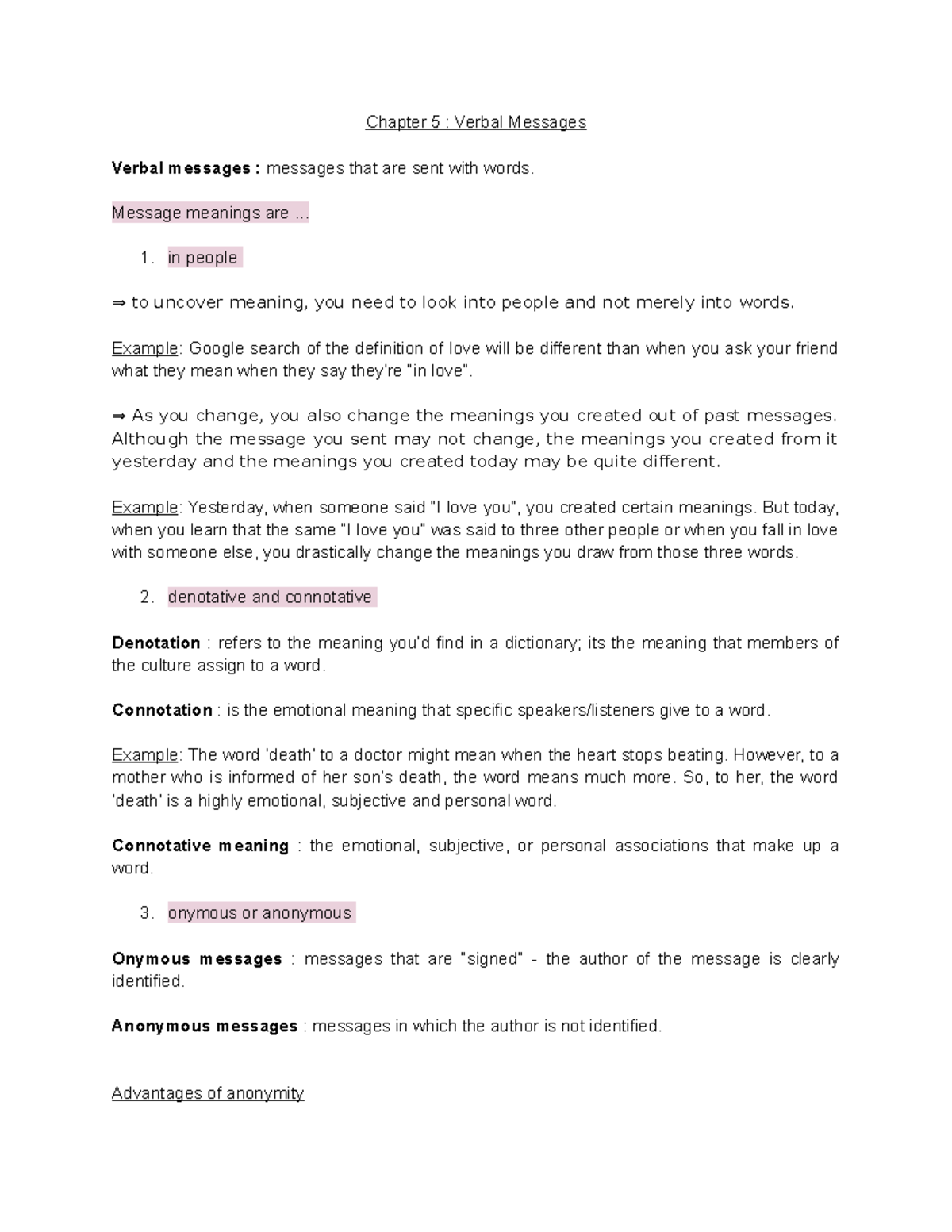 Chapter 5 Verbal Messages - Chapter 5 : Verbal Messages Verbal messages ...