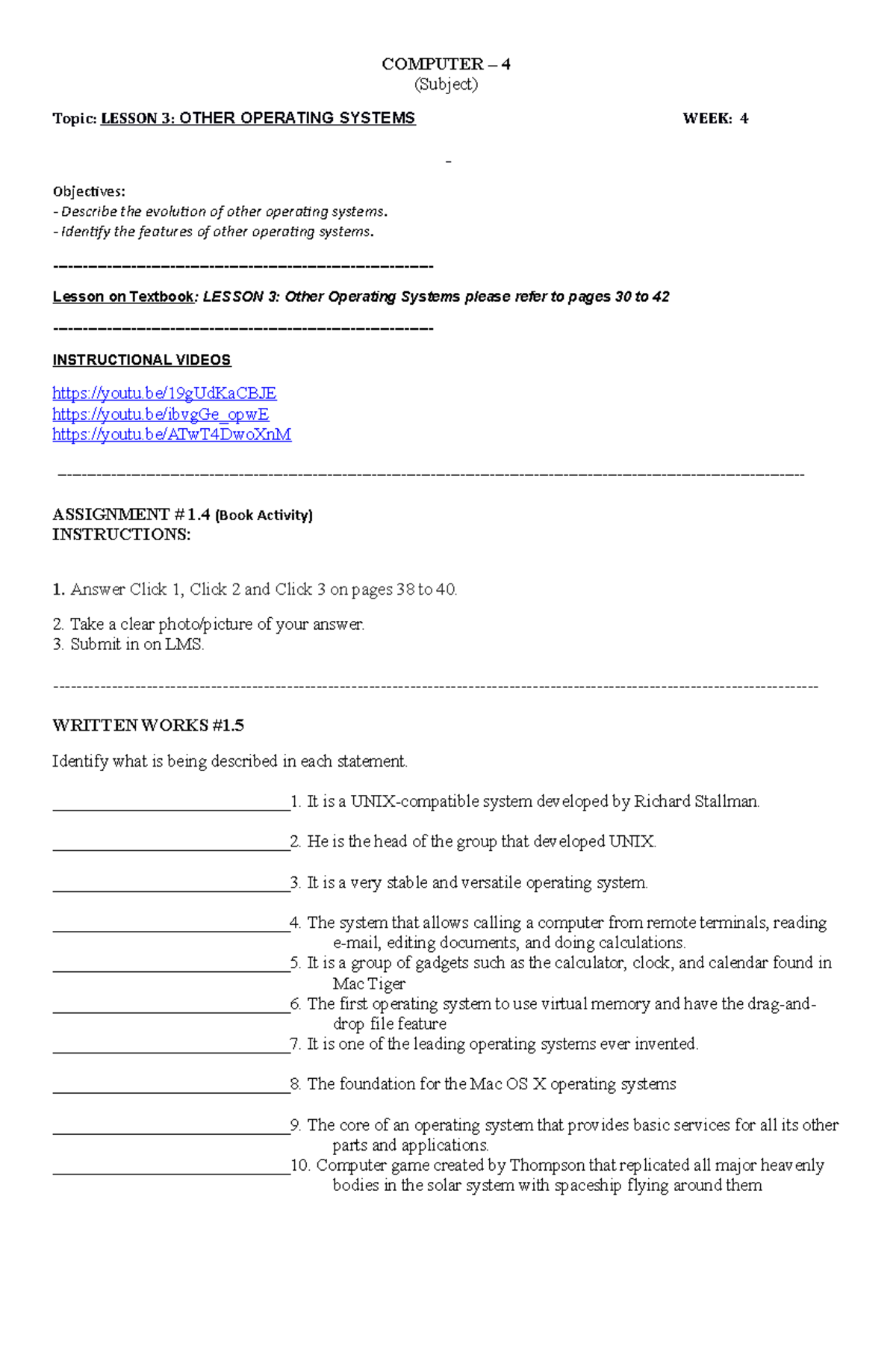 Week4 Mod PMH - Modules for MAPEH , Science and Computer - COMPUTER – 4 ...