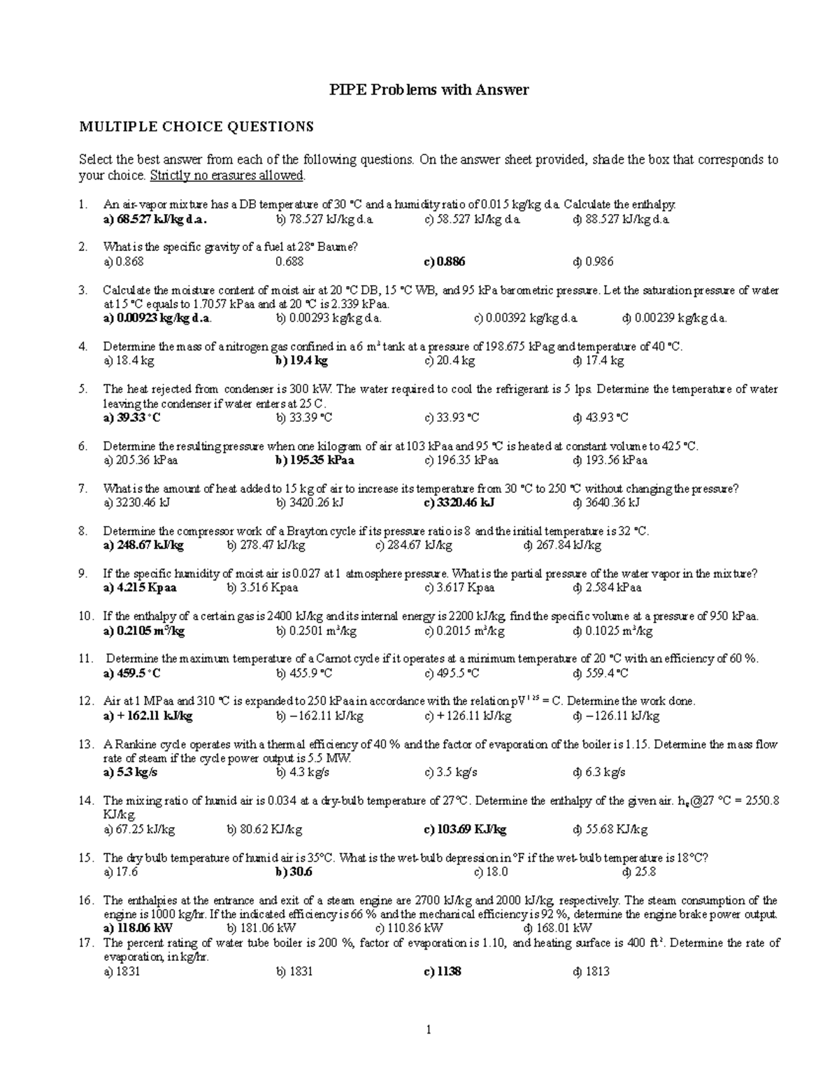 PIPE (Questions with Answers) - PIPE Problems with Answer MULTIPLE ...