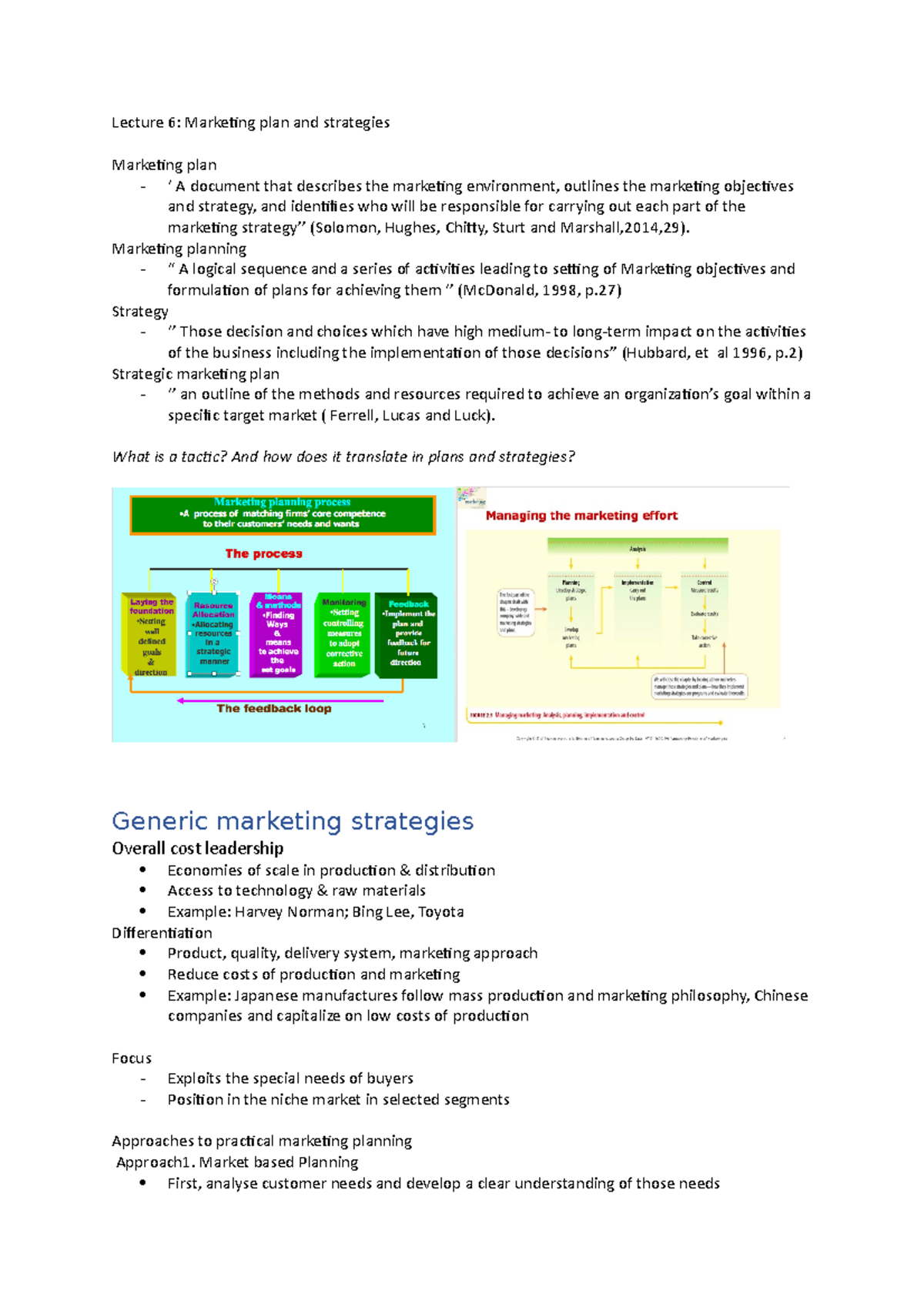 Lecture 6 - Marketing plan and strategies: this topic is all about a ...