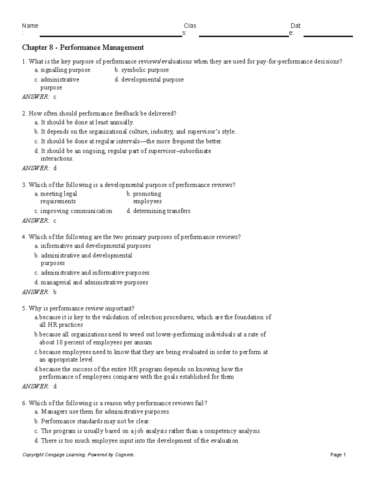 Chapter 8 Performance Management - : s: e: Chapter 8 - Performance ...