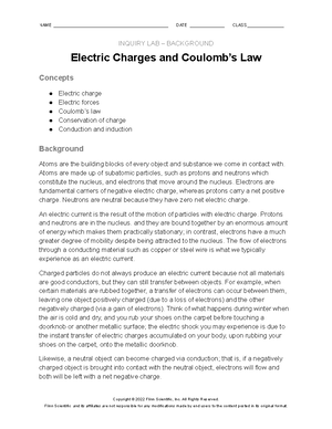 Static electricity and lightning worksheet - SNC1D Unit 2 Date ...