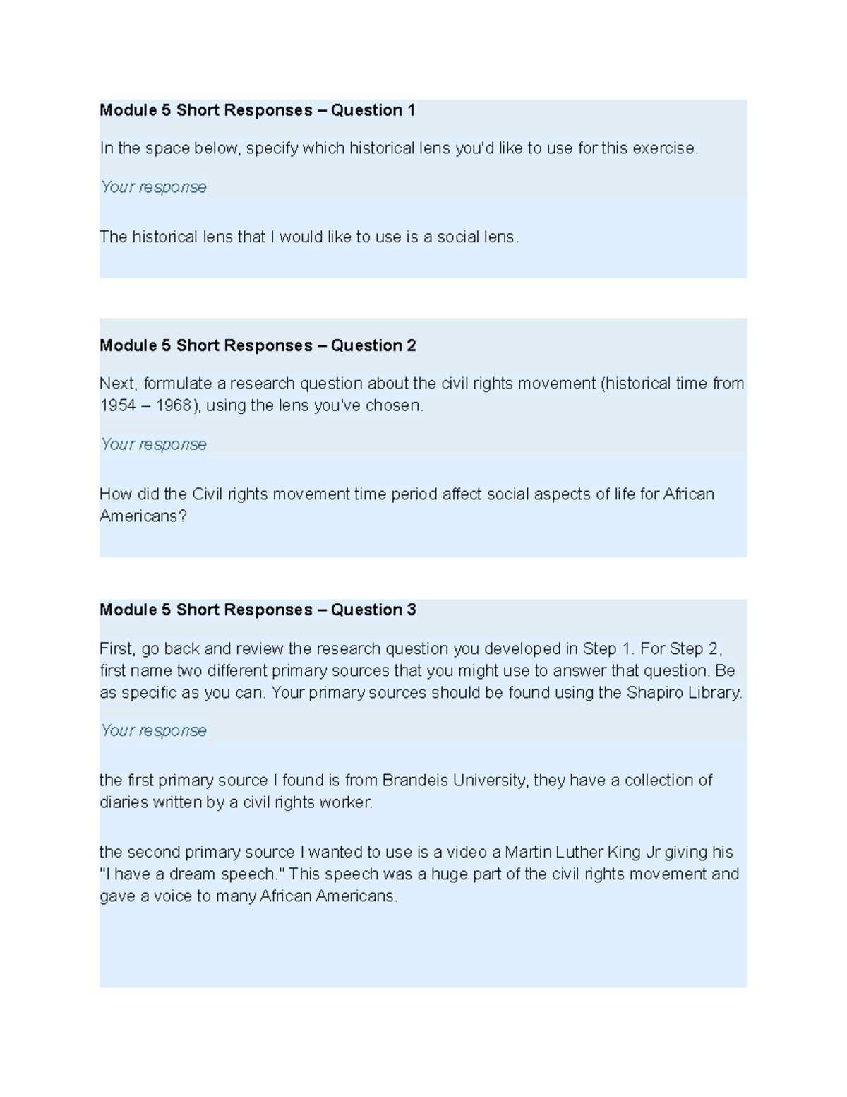 history discussion module 5 - Module 5 Short Responses – Question 1 In ...