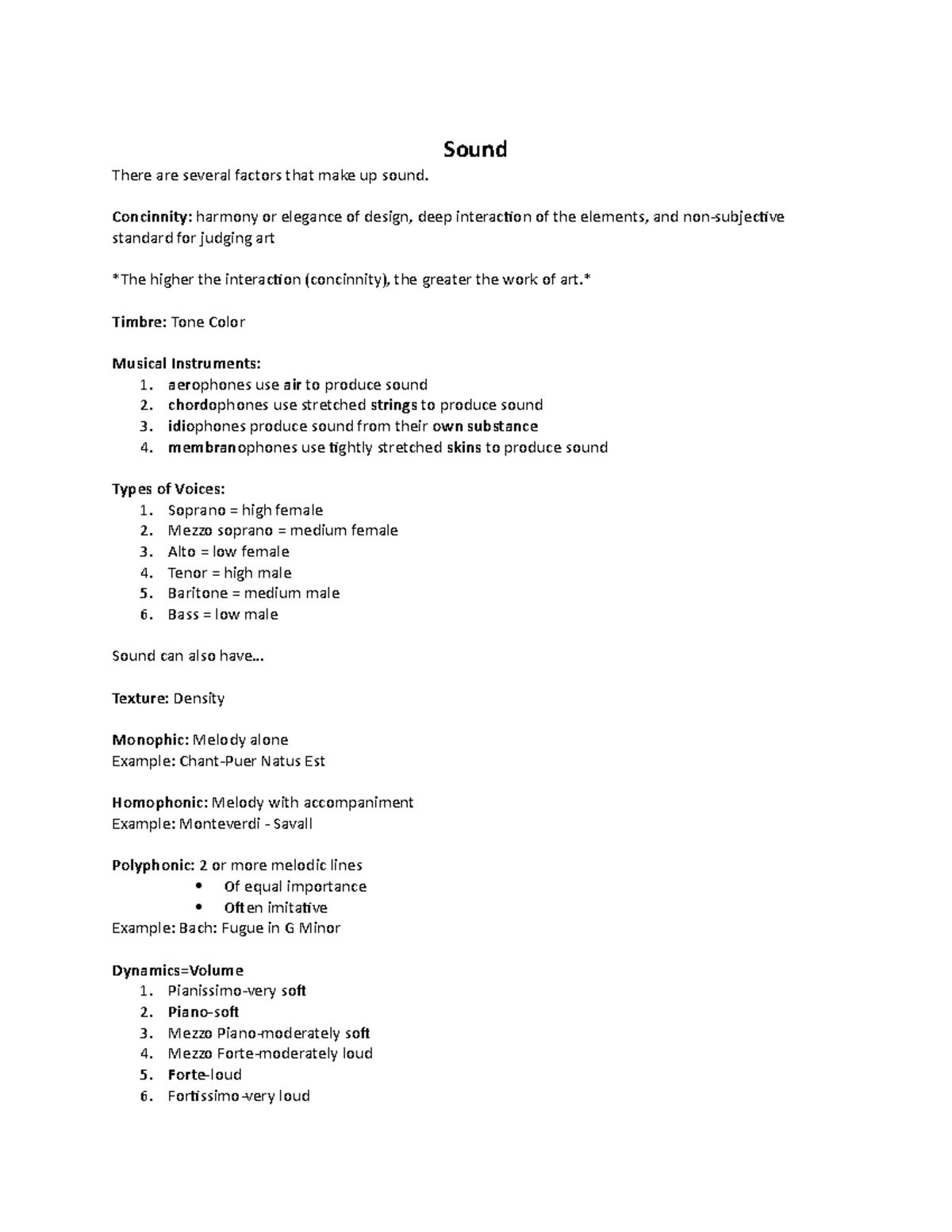 Elements of Music-Sound - Sound There are several factors that make up ...