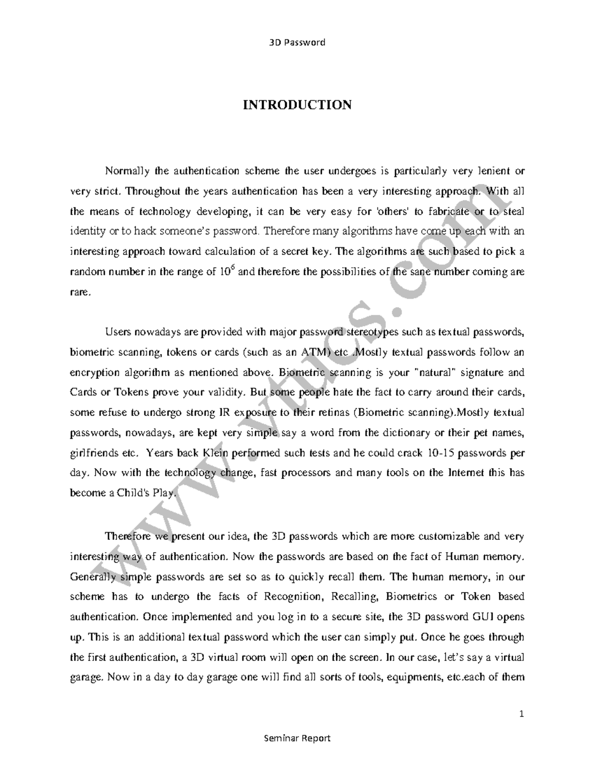 3d-password - ooooooooooooooonnnnnnnnnnn - 1 INTRODUCTION Normally the ...