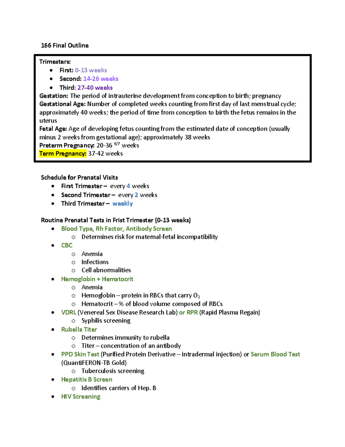 166 Final Outline - 166 Final Outline Schedule for Prenatal Visits ...