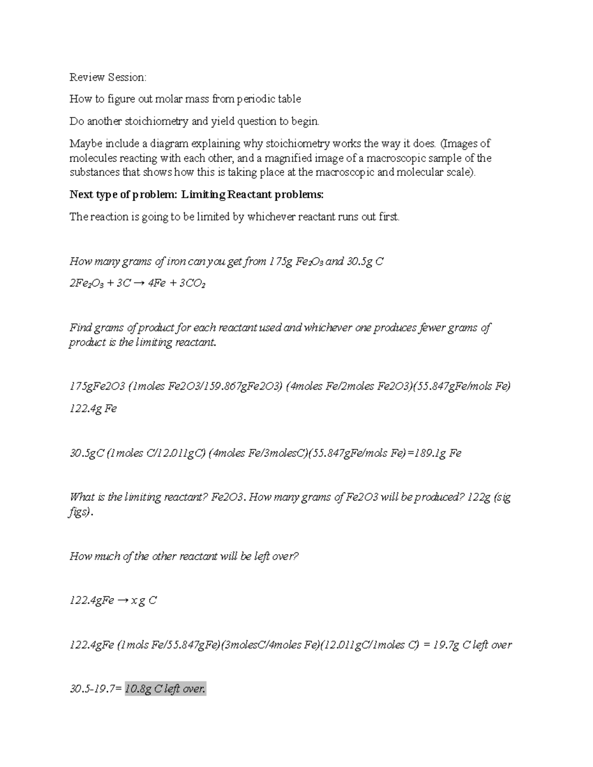 Week 5 Notes - Review Session: How to figure out molar mass from ...