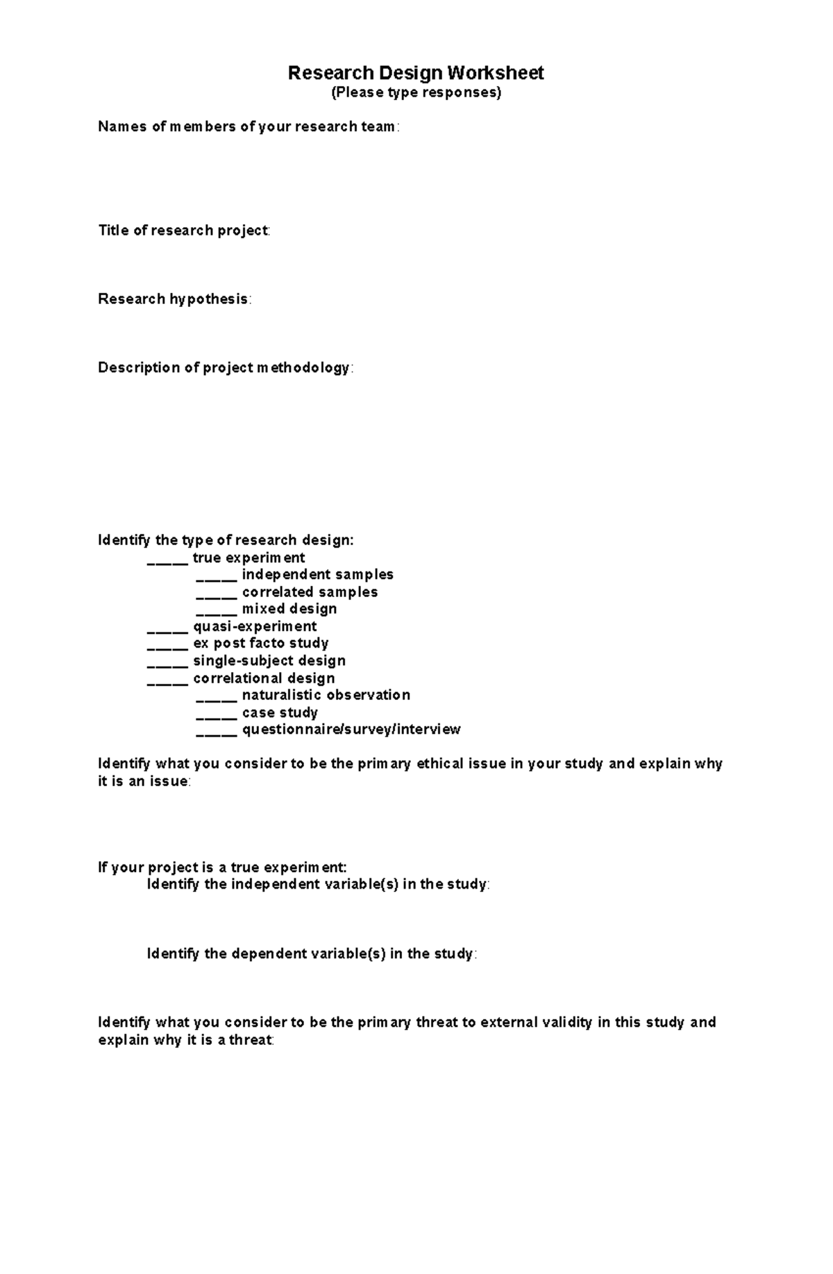 Research Design Activity - Research Design Worksheet (Please type ...