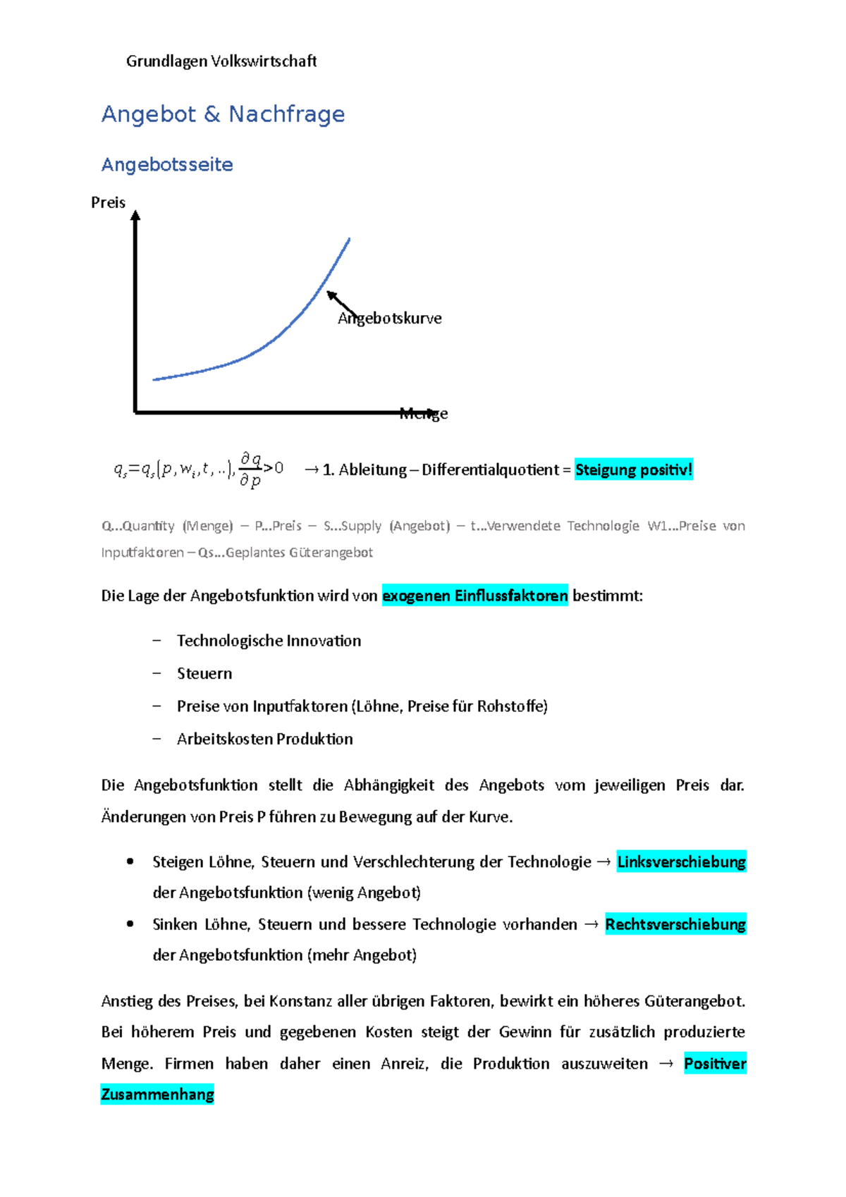 Angebot und Nachfrage mit Beschreibung der Faktoren - Grundlagen der ...