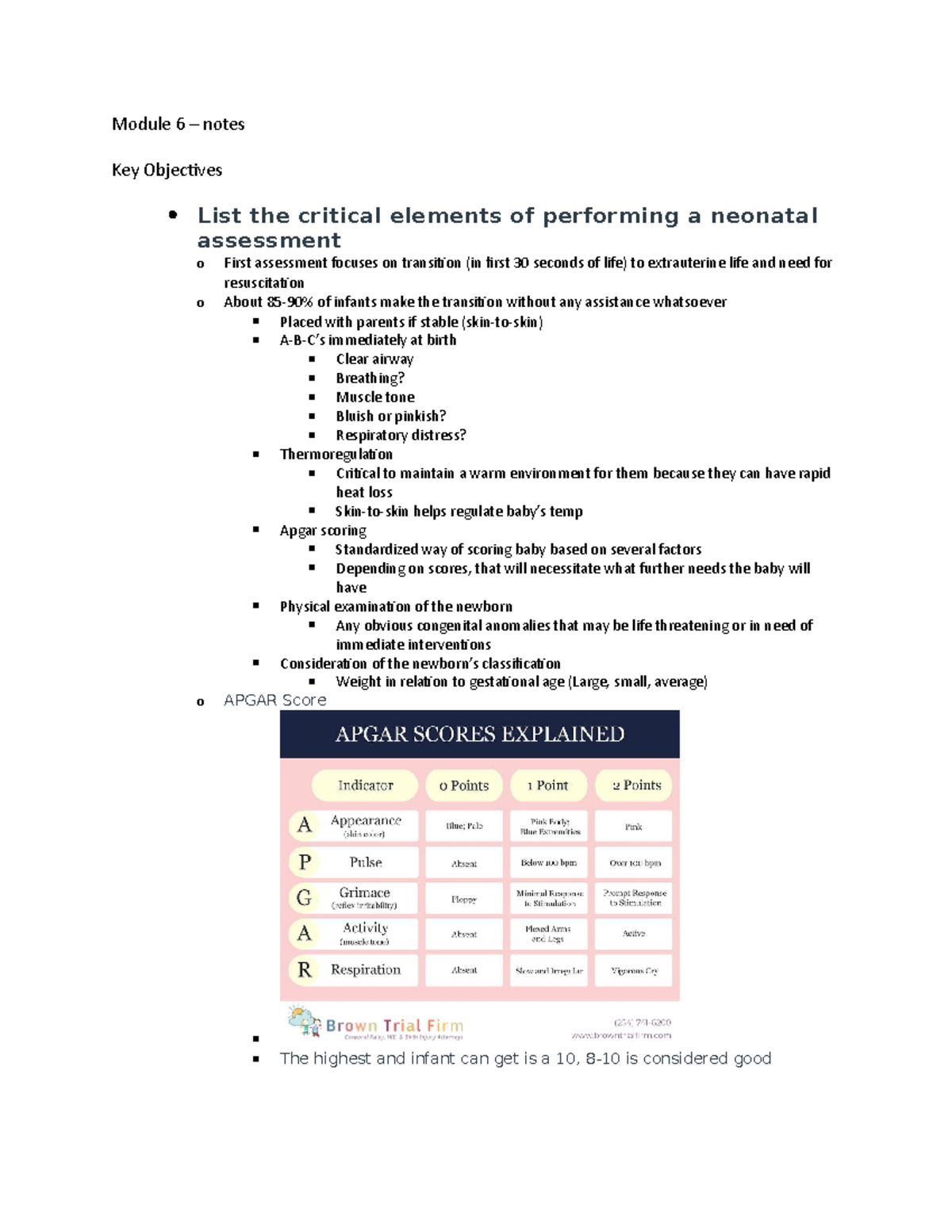 Module 6 Notes - Module 6 – notes Key Objectives List the critical ...