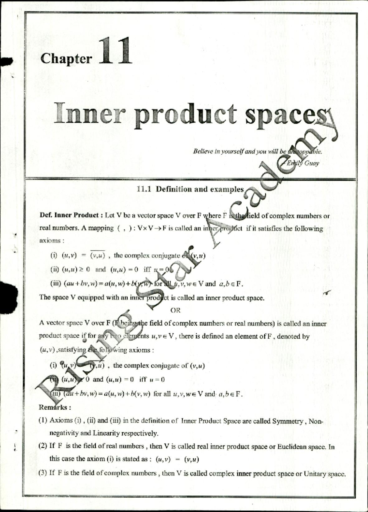 IPS - Good quality notes - Chapter 11 Inner product spaces Believe in ...