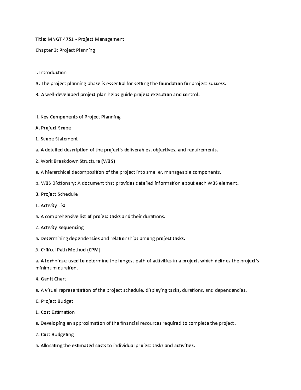 Project Management ch 3 - Title: MNGT 4751 - Project Management Chapter ...