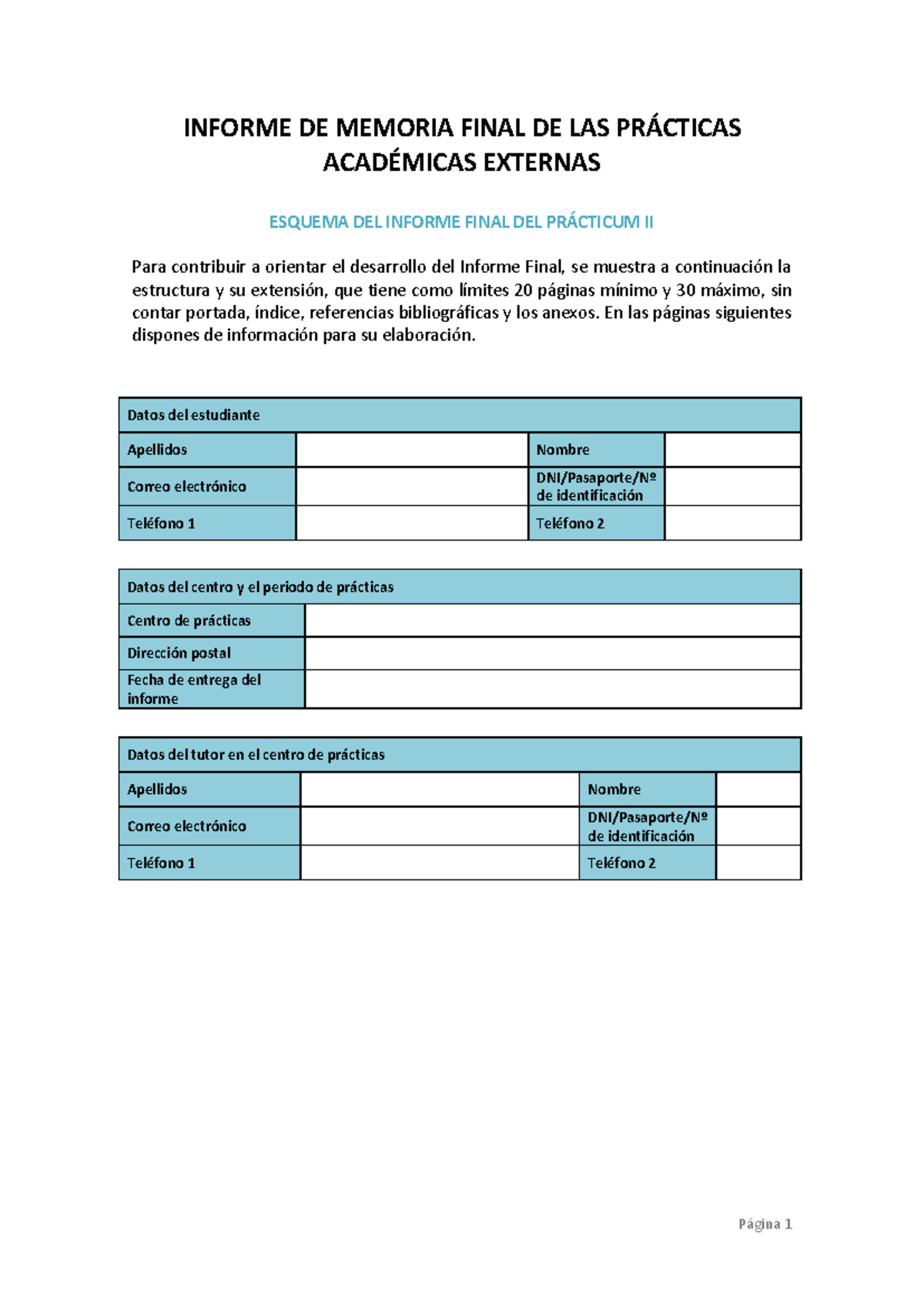 Esquema de informe de practicum II - INFORME DE MEMORIA FINAL DE LAS PRÁCTICAS ACADÉMICAS ...