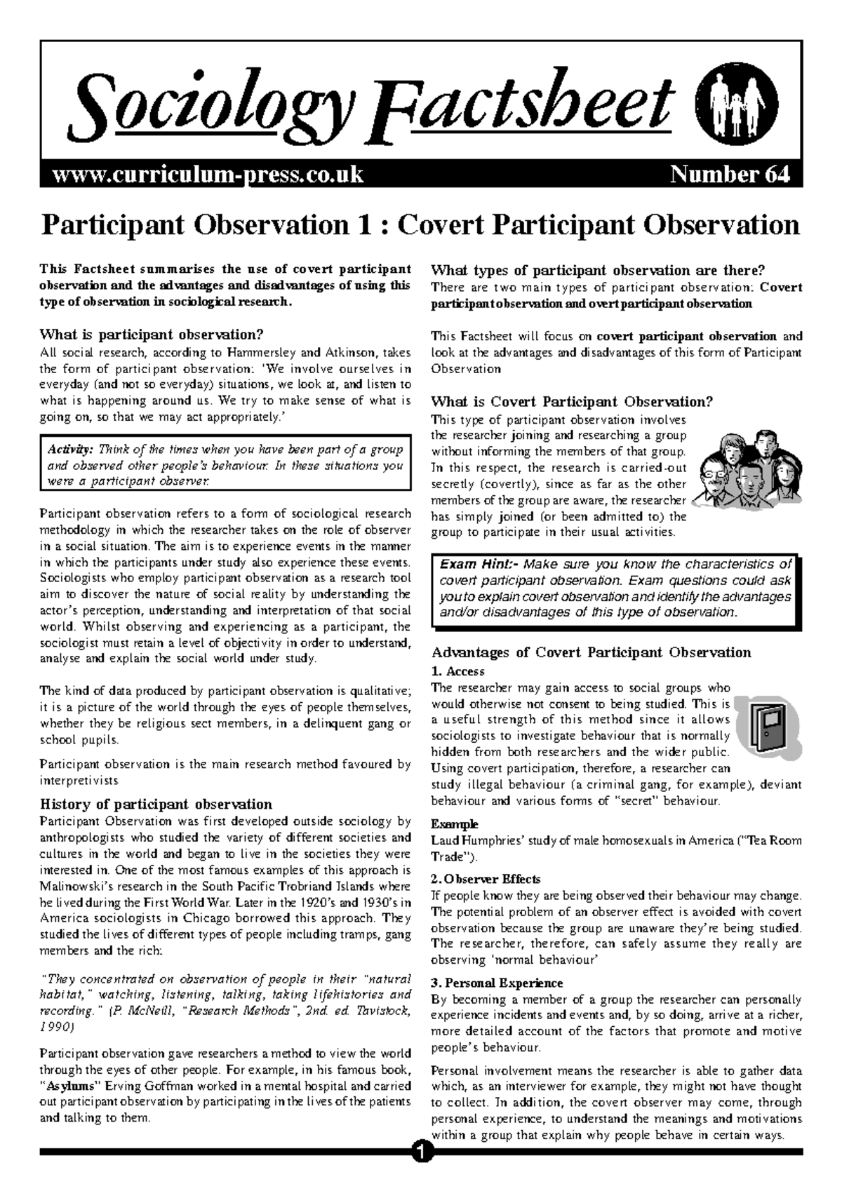 64 Covert observation - report - curriculum-press.co Number 64 S ...