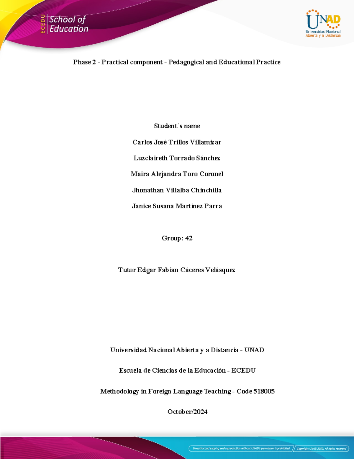 Phase 2 - Practical component - Pedagogical and Educational Practice ...