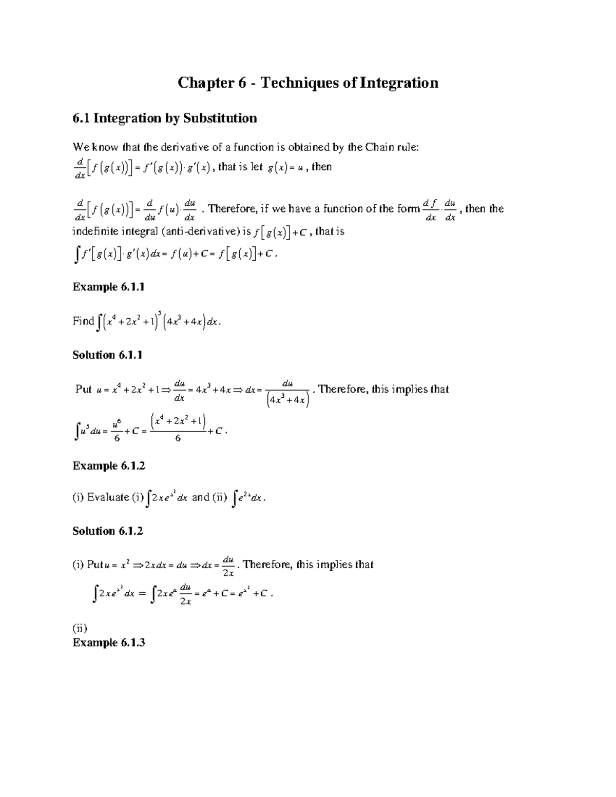 Chapter 6-Techniques of Integration - Chapter 6 - Techniques of ...