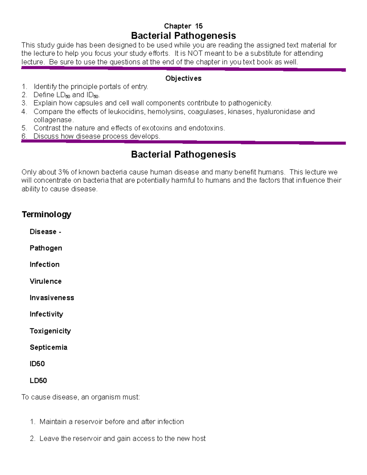 Study 15 pathogenesis - Chapter 15 Bacterial Pathogenesis This study ...
