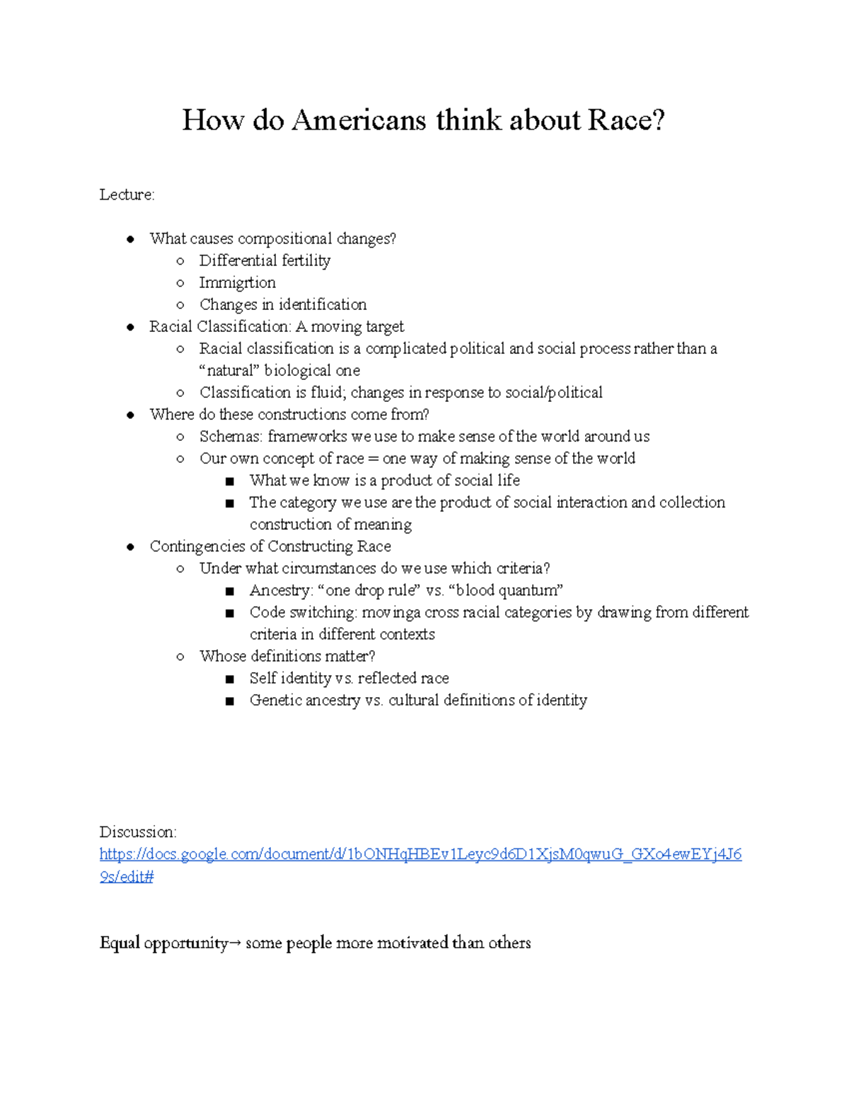 Lecture 12 How do Americans think about Race - How do Americans think ...