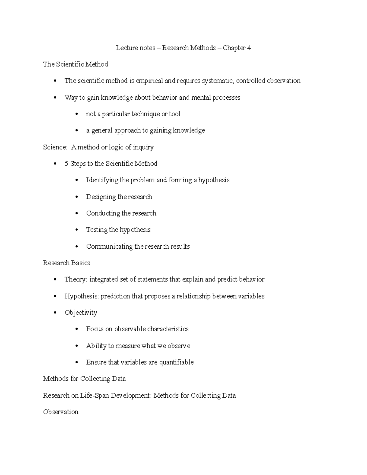 Lecture notes – Research Methods – Chapter 4 - Lecture notes – Research ...