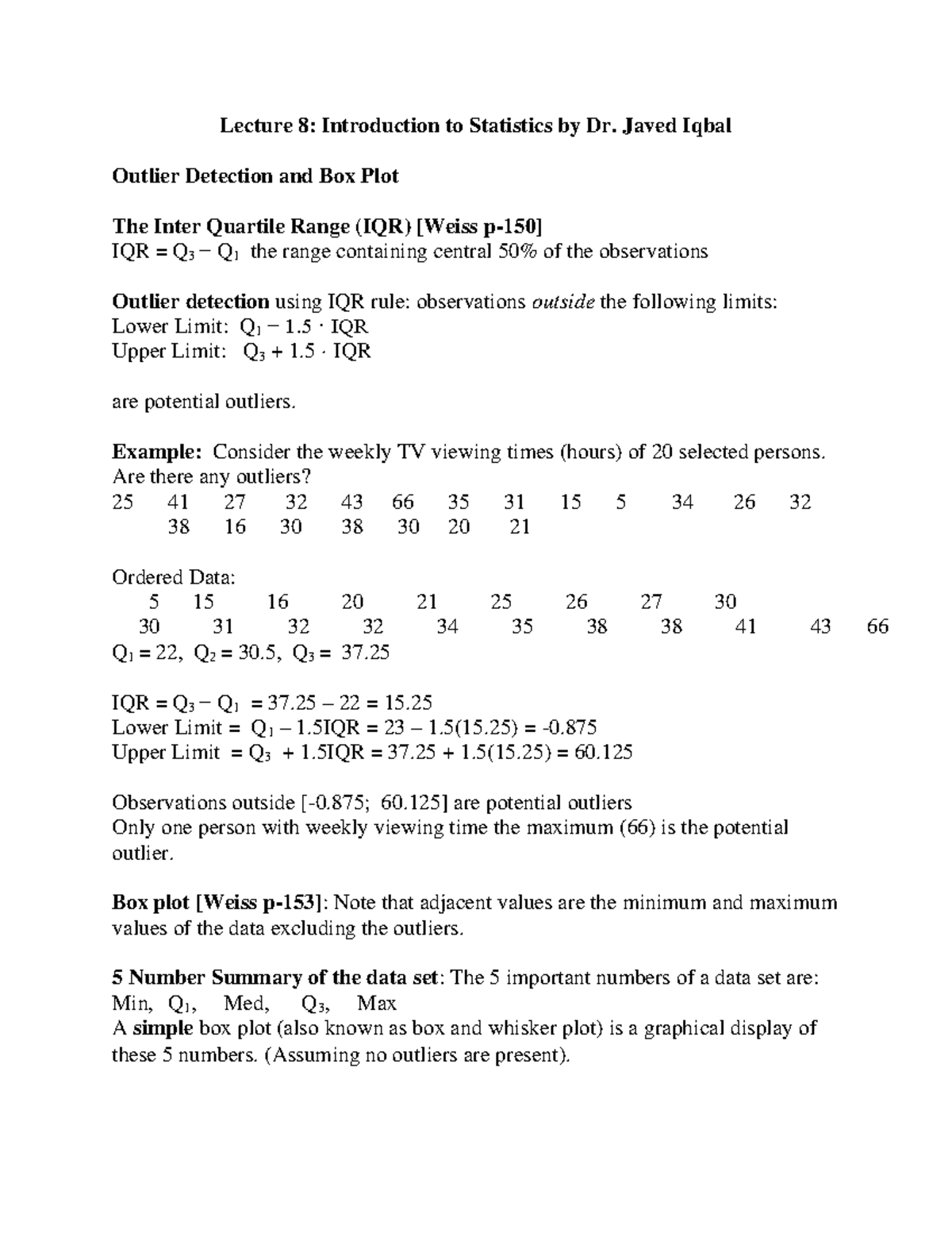 Lec8 - Statistics is the branch of mathematics that deals with the ...