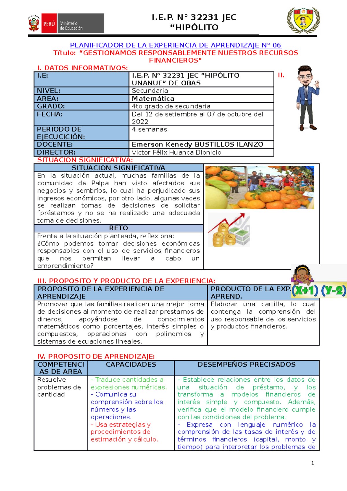4° Planificador EDA 6 - PLANIFICACIÓN DE UNA EDA - PLANIFICADOR DE LA EXPERIENCIA DE APRENDIZAJE ...