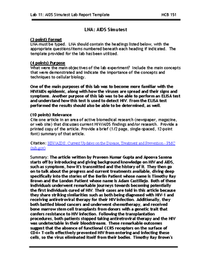 Lab 5 bacteria - Lab report - LNA: Bacteria (4 points) Purpose The main ...