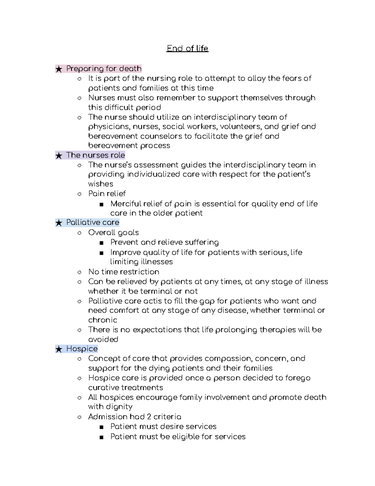 End of life - Professor: Kathleen Armstrong - End of life ★ Preparing ...