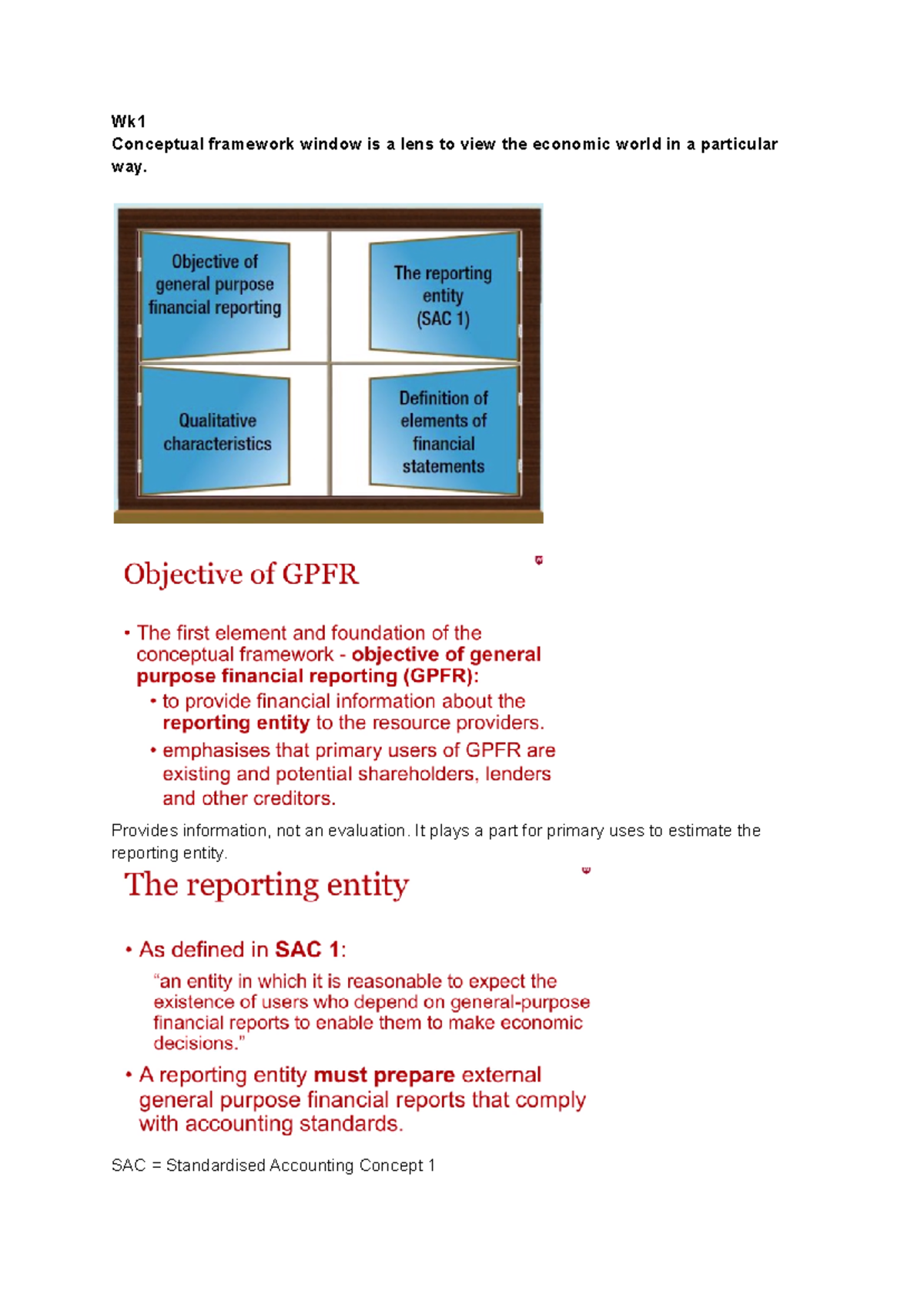 FAA module notes - Wk Conceptual framework window is a lens to view the ...