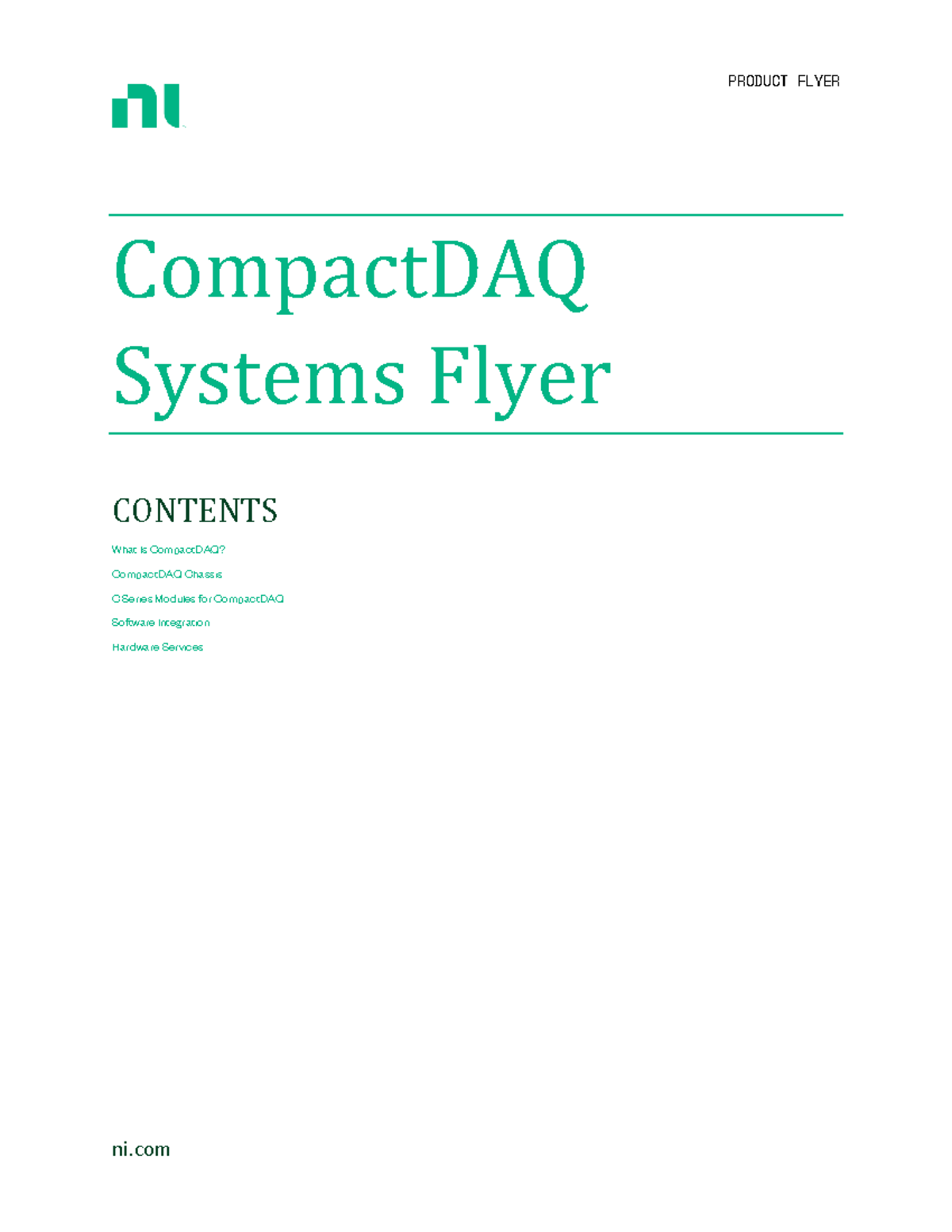 C DAQ System NI - PRODUCT FLYER ni .com CompactDAQ Systems Flyer ...